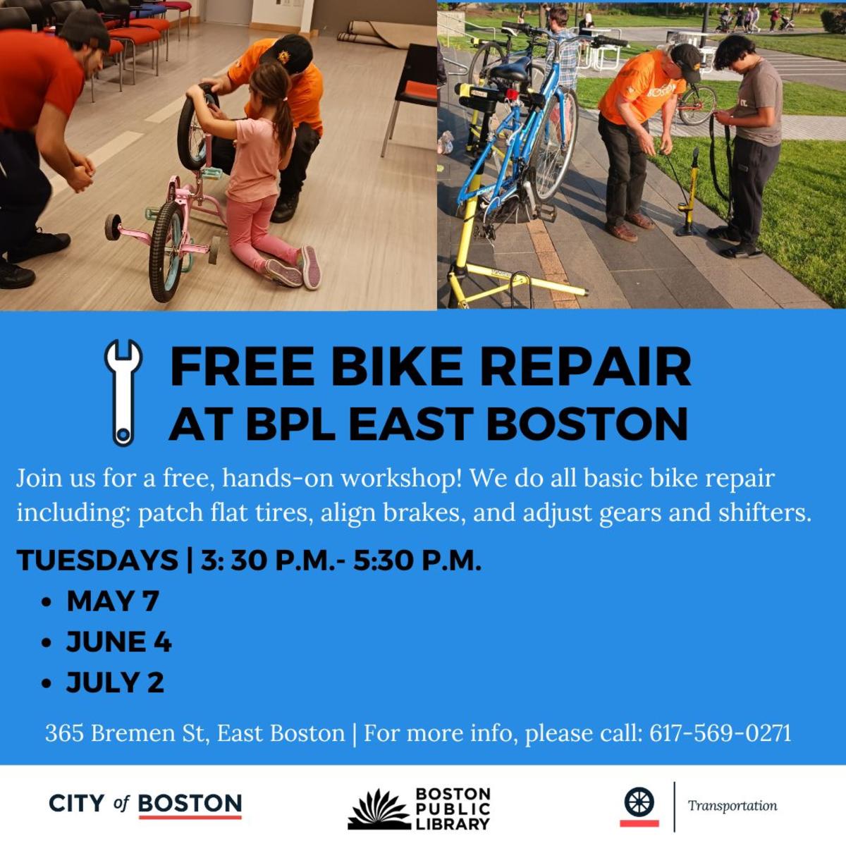 Monthly Free Bike Repair at BPL East Boston | Boston.gov